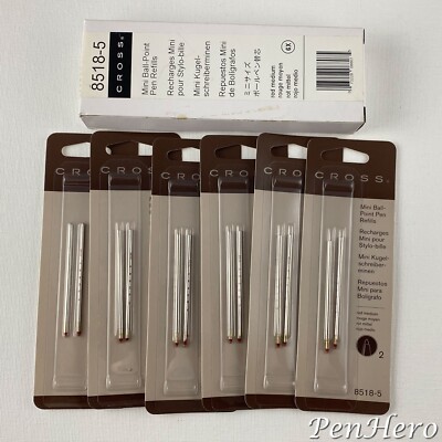 Cross 8518-5 Red Medium Mini Ballpoint Refill 2 Pack - Box of 6 Lot A | eBay