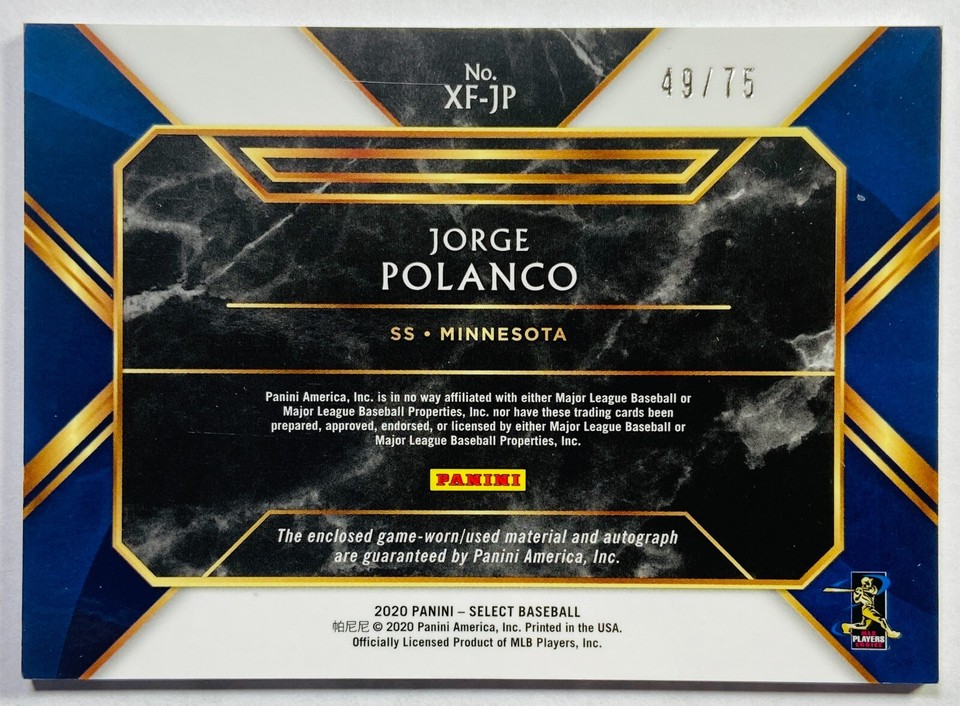 2020 Select JORGE POLANCO X-Factor Material Signatures AUTO /75 TWINS ...