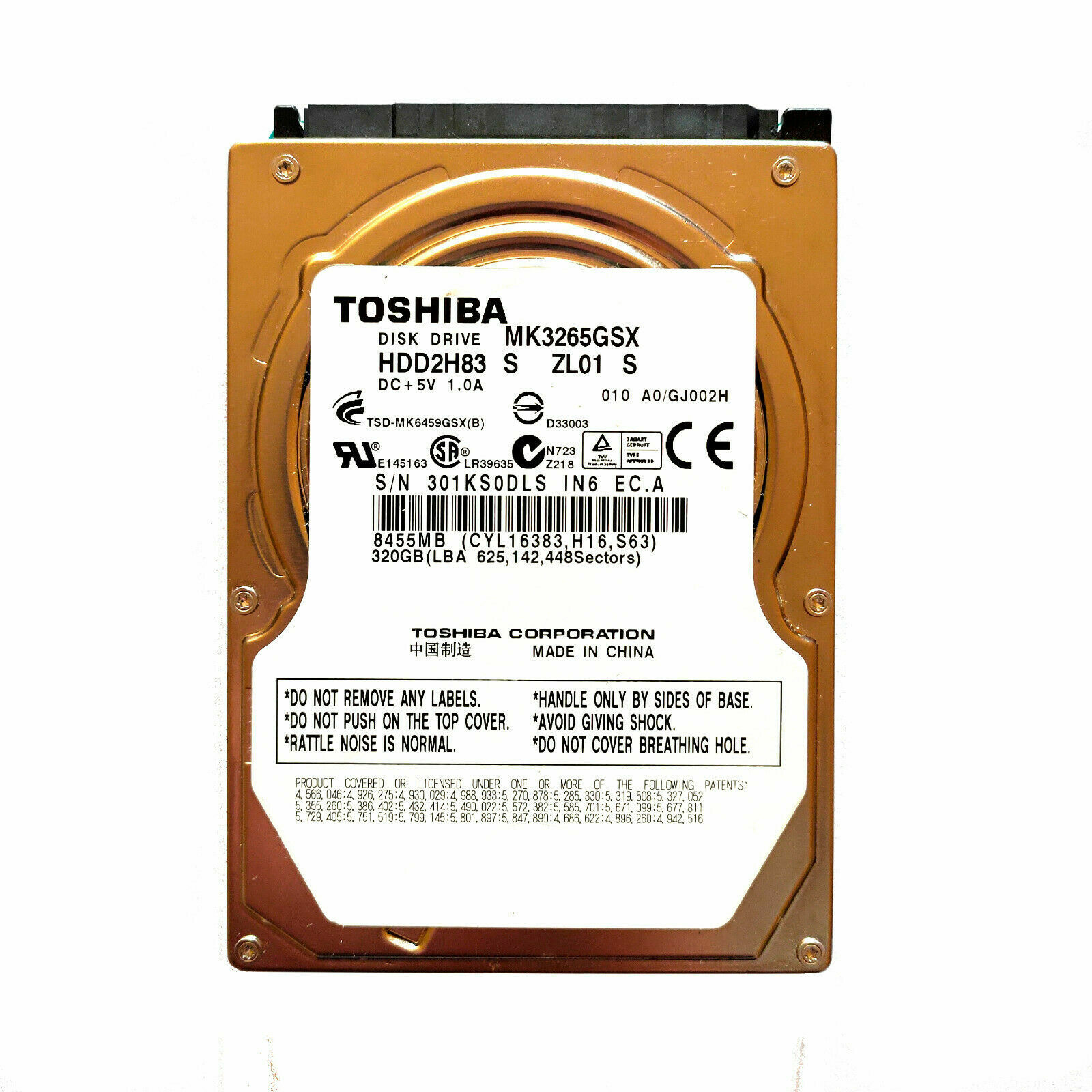 Toshiba 320GB,Internal,5400 RPM,6.35 cm (2.5") (MK3265GSX) Desktop HDD ...