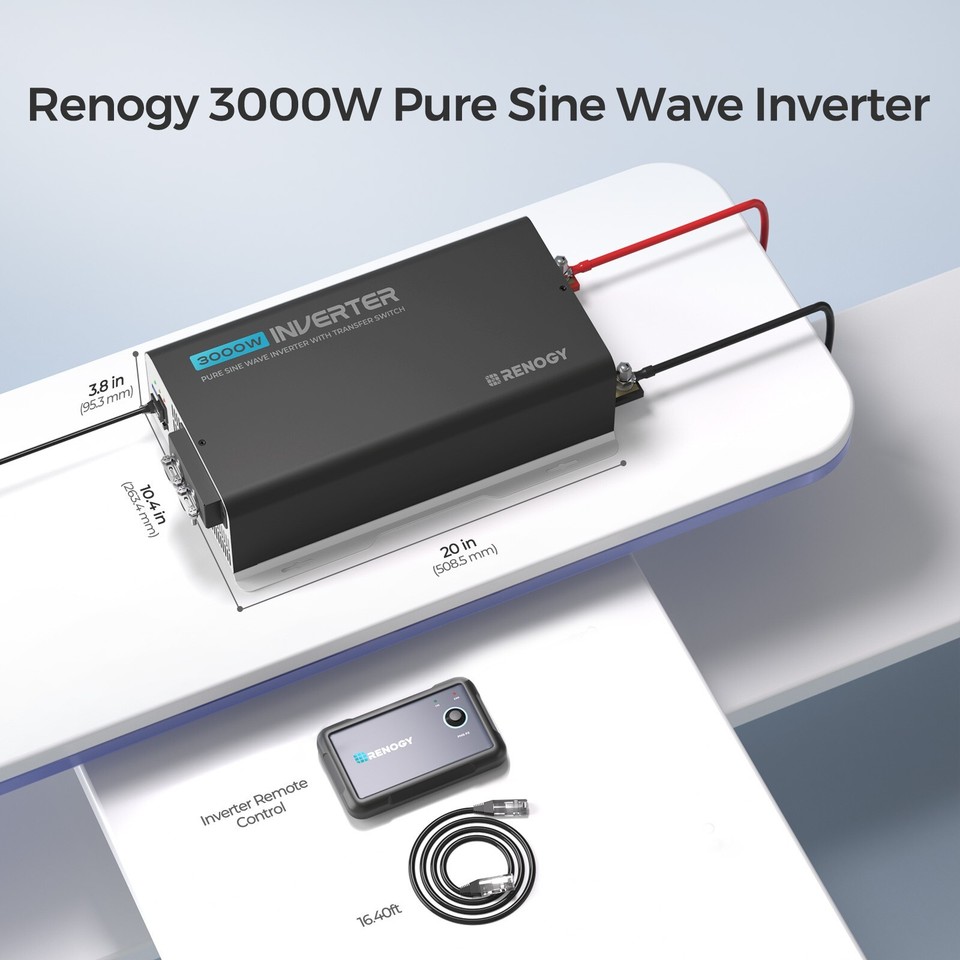 Renogy 12V 3000W Pure Sine Wave Inverter UPS Transfer Switch Built-in ...