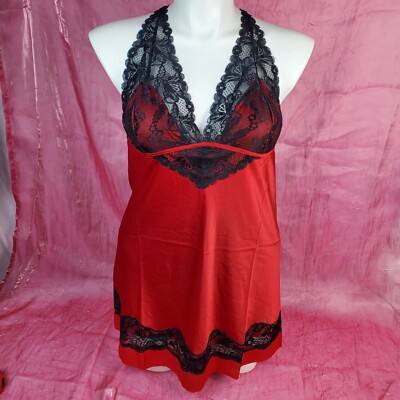 Silky Satin Lace Lingerie Babydoll Negligee Plus Sz XL Sexy Sissy ...
