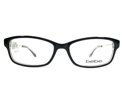 Bebe Eyeglasses Frames Shine BB5122 001 Jet Black Silver Rectangular 53 ...
