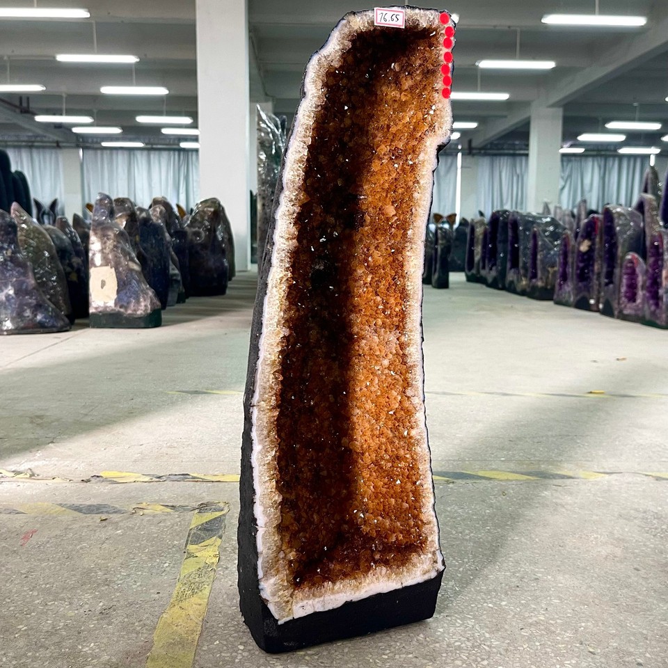 36.63LB TOP Natural citrine geode quartz crystal cluster cathedral ...