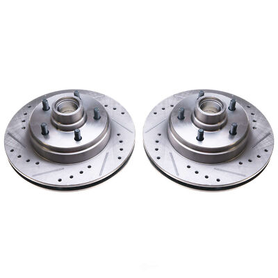 Disc Brake Rotor Set-Front Drilled and Slotted Brake Rotor Pair Power ...