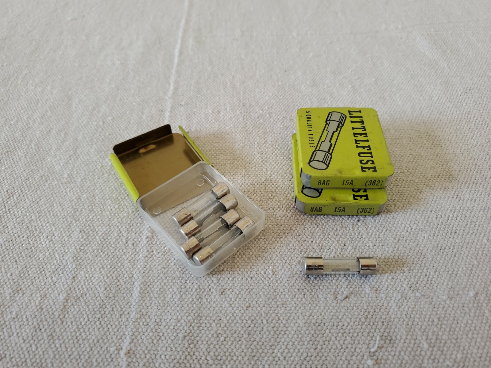 Pack of 15 Littelfuse 8AG 15A 362 32 Volt 15 Amp Vintage Glass Fuses | eBay