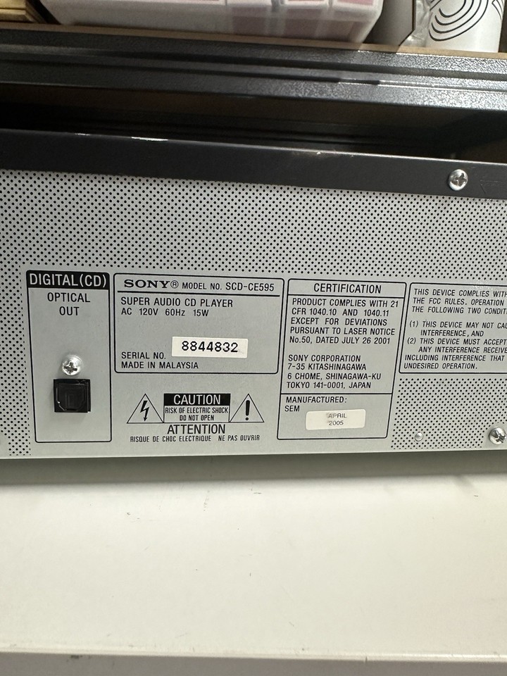 Sony CD Player SCD-CE595 Super Audio CD Player 5 Disc Changer w/Remote ...