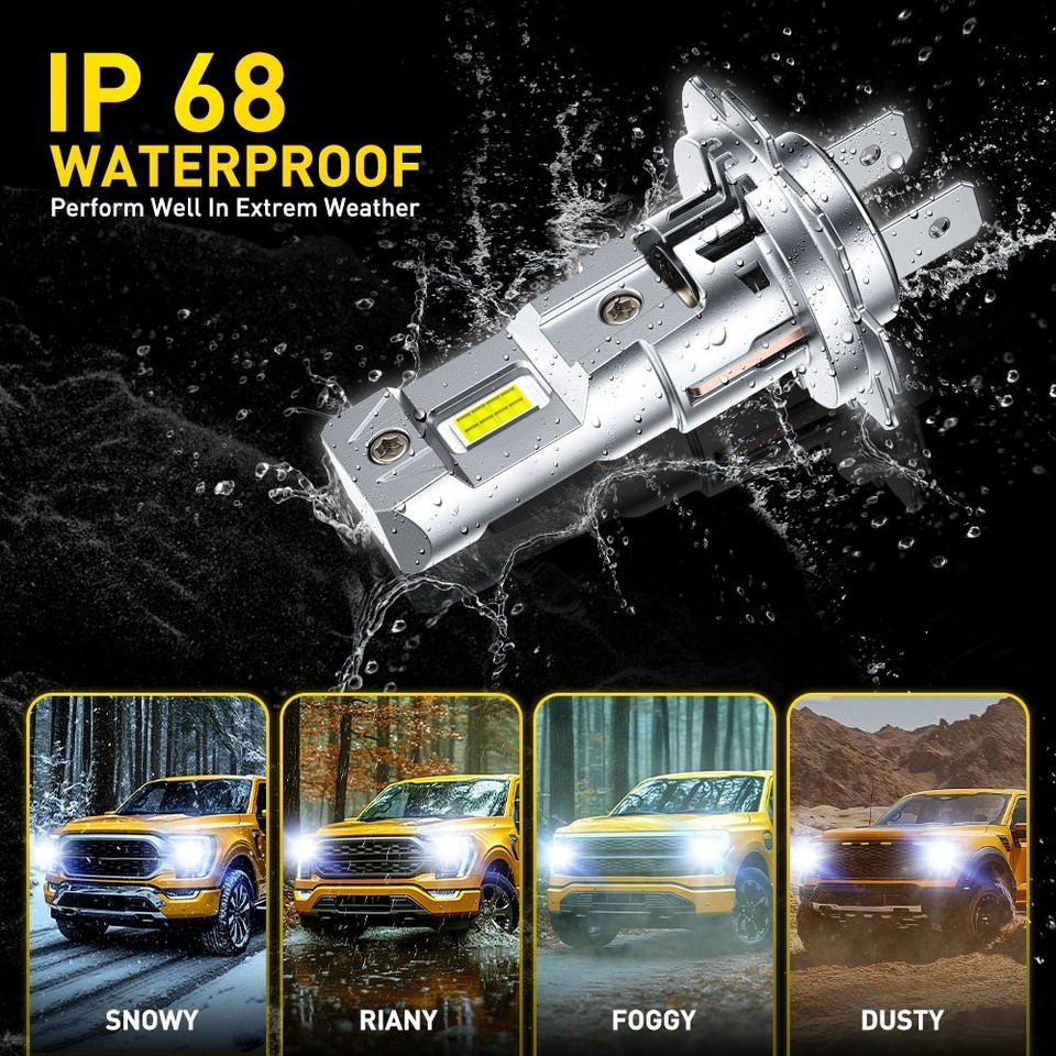 2x H7 Super Bright LED Headlight Bulb Kit High Low Beam 100W 60000LM ...