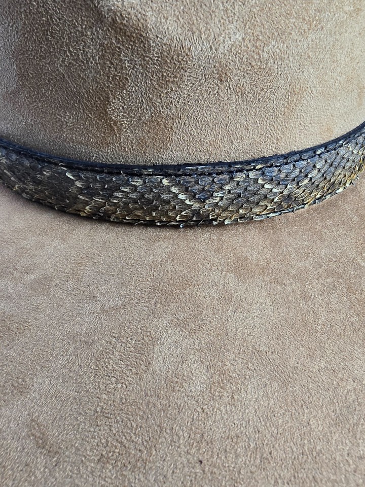 Rattlesnake skin hat band band Western cowboy cowgirl Silver belt tip ...