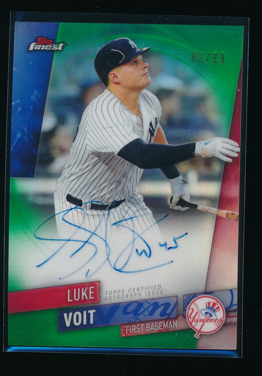 LUKE VOIT AUTO 2019 Topps Finest Autograph GREEN REFRACTOR #/99 Yankees ...