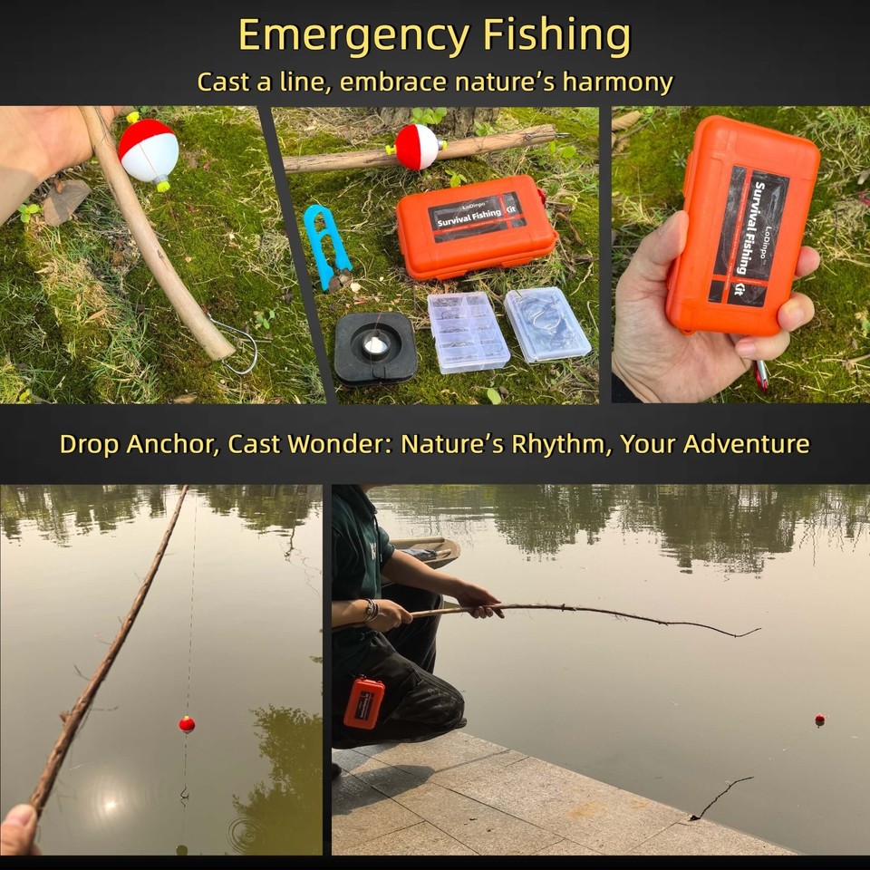 Survival Fishing Kit Pocket-Sized Emergency Tackle Box for Outdoor ...