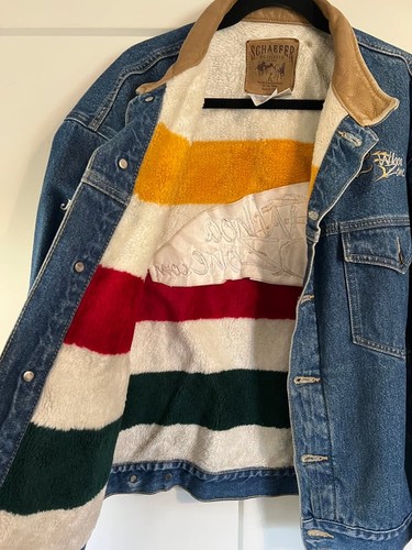 Vintage Schaefer Outfitter Denim Jacket with Fleece Blanket Lining XL ...