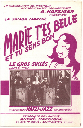 Partition chant années 1940 - André NAFZIGER - Marie t'es belle et tu ...