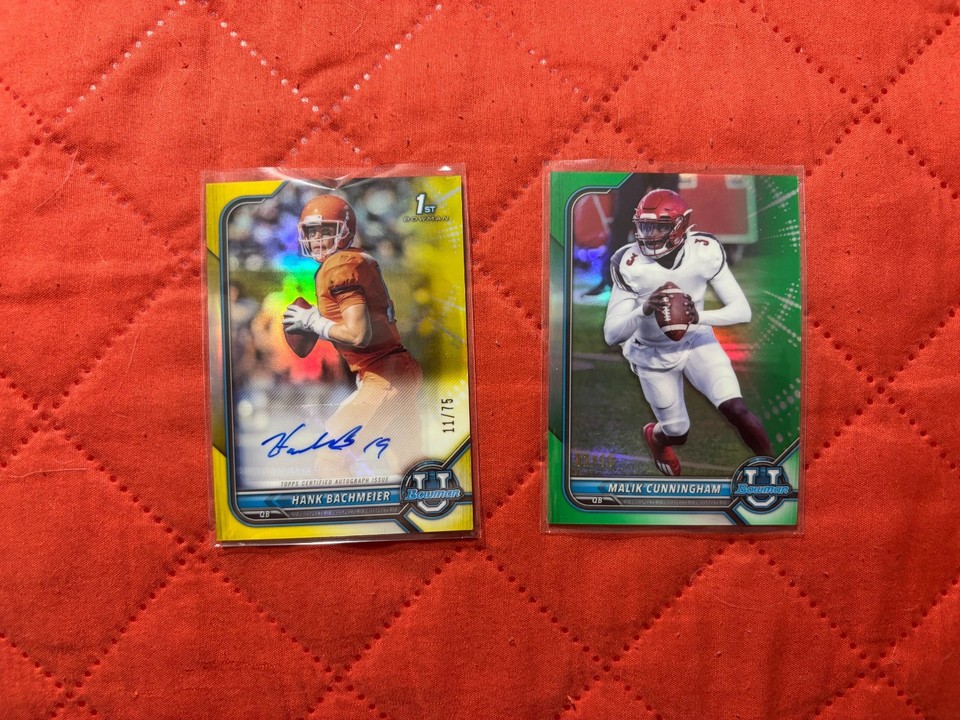 Bowman Football QB Lot AUTO /75 + Refractor | Hank Bachmeier Malik ...
