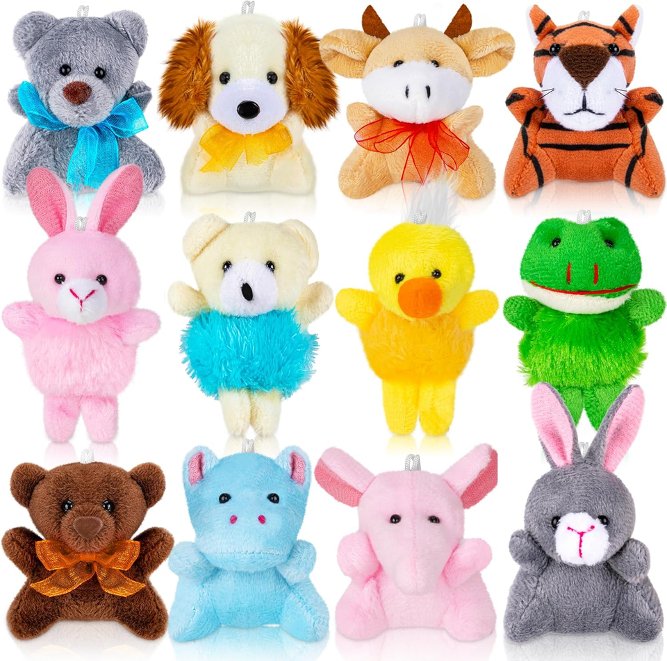 12 Packs Mini Stuffed Animals Bulk Party Favors for Kids Treasure Box ...