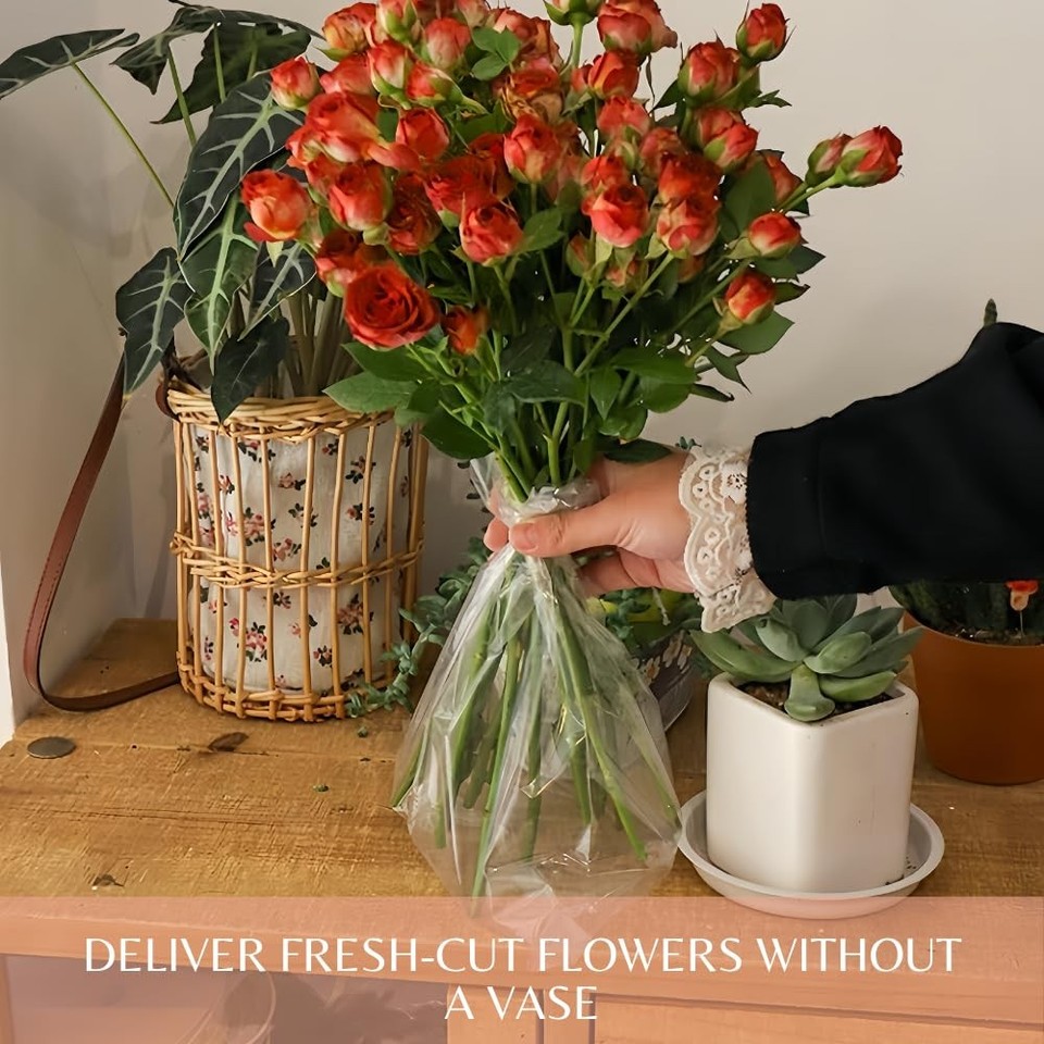 Clear Flower Bouquet Bags for Fresh Cut Flower Bouquets with Water ...