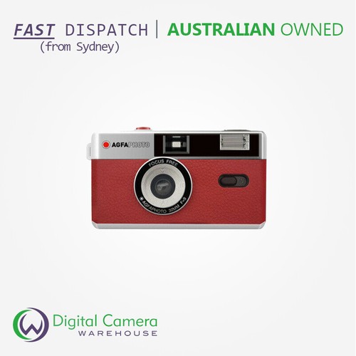 AgfaPhoto Reusable 35mm Red Film Camera - Retro Design with Flash, 32mm ...