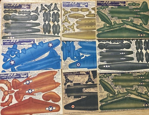 Paper Airplane War Planes WWII Kellogg's PEP NOT FLYING MODELS Lot of 9 ...