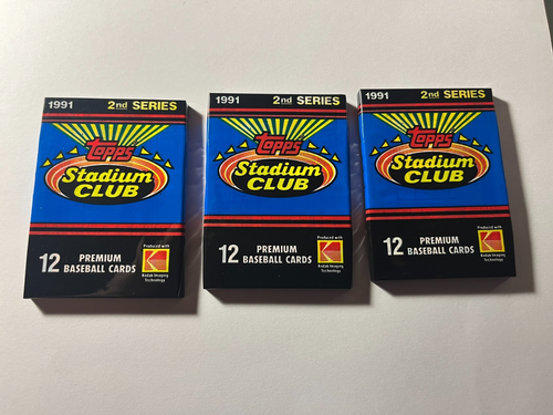 1991 Topps Stadium Club Baseball 3 Packs 2nd Series Factory sealed Lot ...