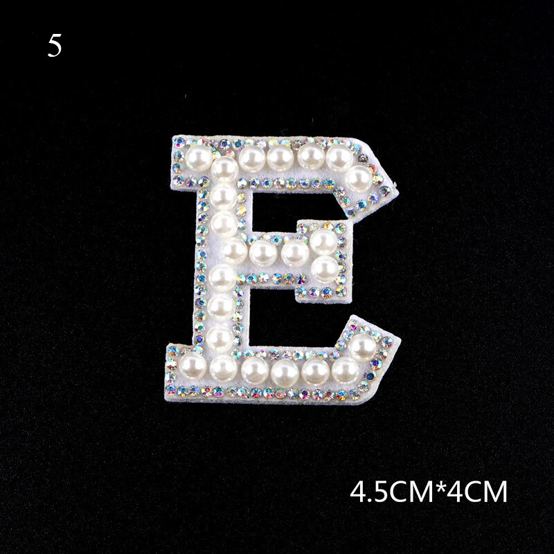 A-Z Letter Pearl Patches Rhinestone Iron Sew On Applique Alphabet ...