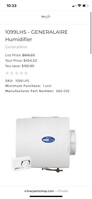 Furnace mounted 1099LHS - GENERALAIRE HUMIDIFIER GeneralAire | eBay