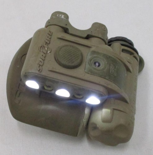 USED TAN SUREFIRE HELMET LIGHT WHITE/RED - IR STROBE HL1-C-TN w. MOUNT ...