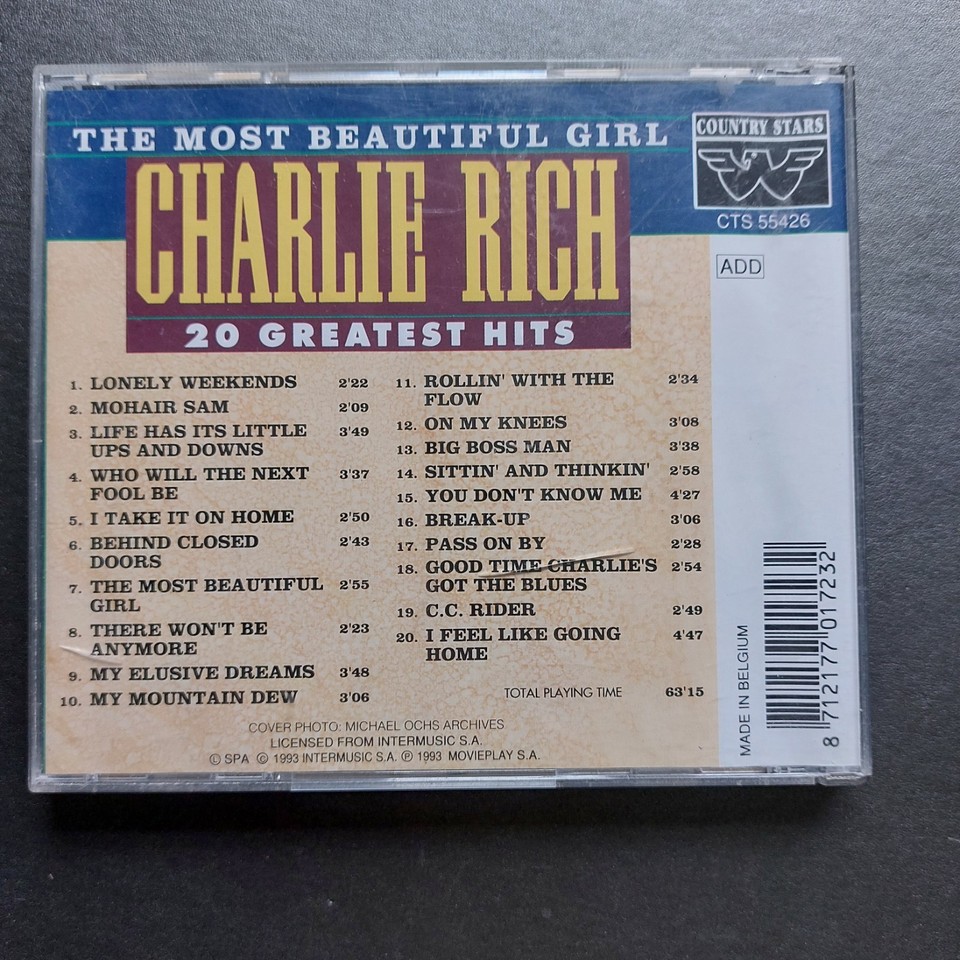 Charlie Rich - The Most Beautiful Girl in the World - 20 Greatest Hits ...