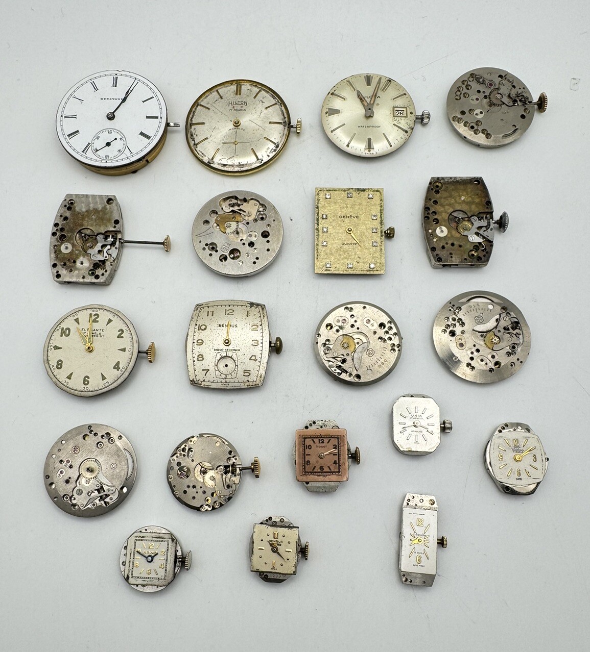 Lot of 10 Vintage Waltham Wrist Watch Movements & Dials For Parts And ...