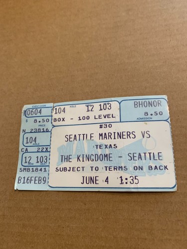 1989 MLB Baseball Ticket Stub Seattle Mariners VS Rangers Griffey HR ...