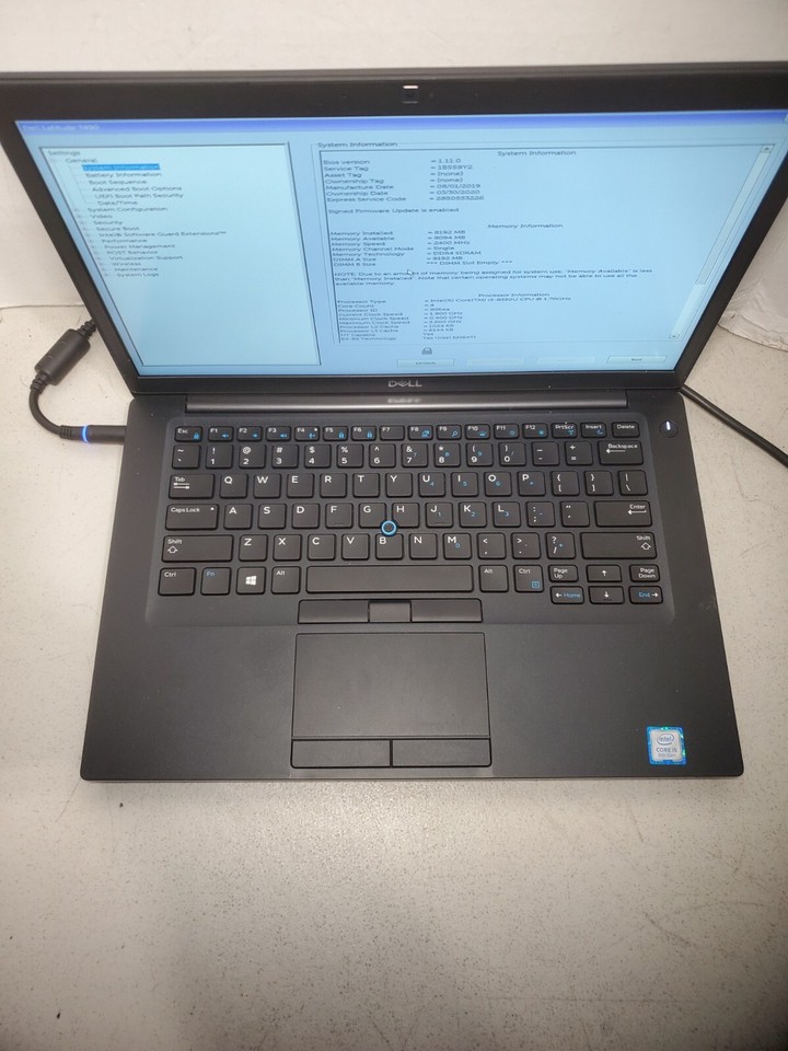 Dell Latitude 7490 14" i5-8350U 1.70GHz 8GB RAM No HDD/SSD/OS! BIOS PW ...