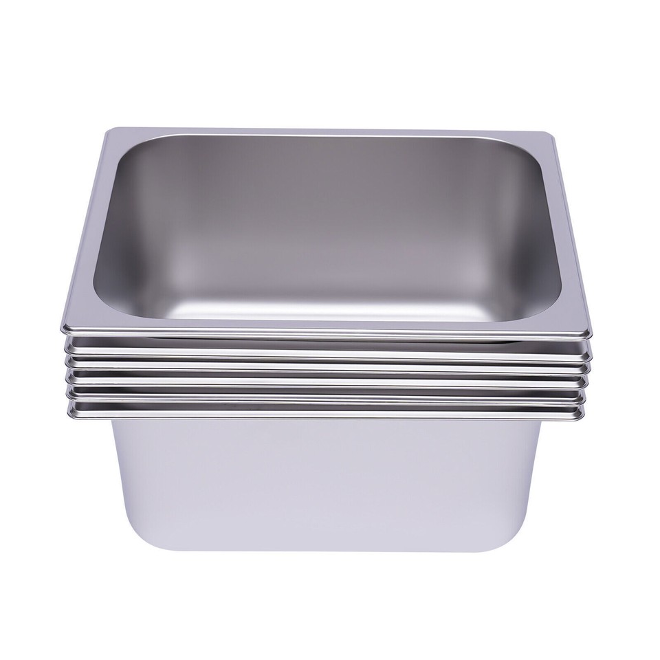 6 PACK 1/2 Size 6" Deep Stainless Steel Hotel Steam Prep Table Buffet ...