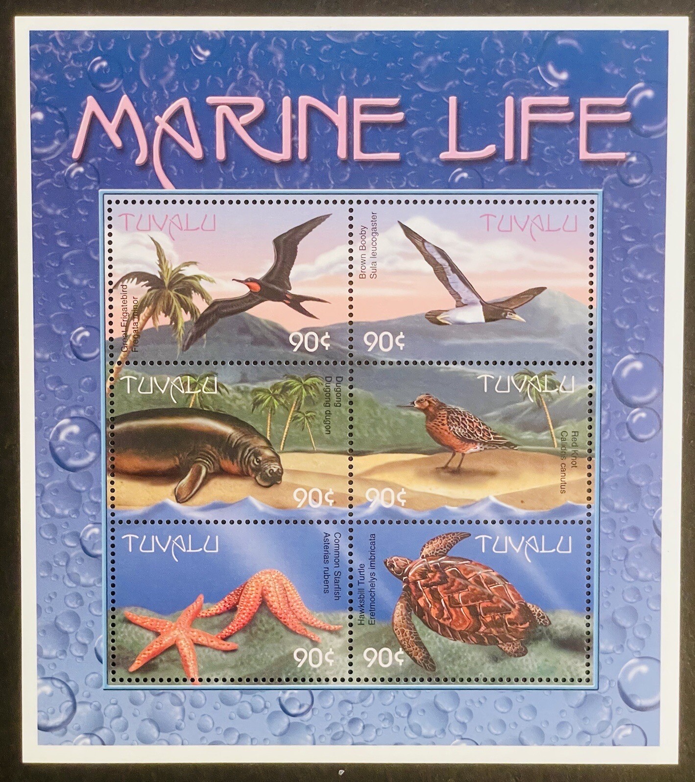 TUVALU MARINE LIFE STAMPS MNH 2000 SEA TURTLE STARFISH WILDLIFE BIRD ...