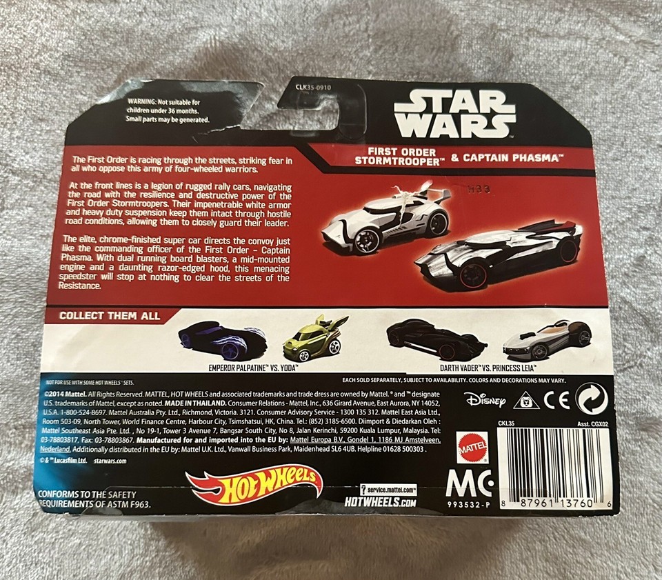 Hot Wheels Star Wars Character Cars FIRST ORDER STORMTROOPER CAPTAIN ...