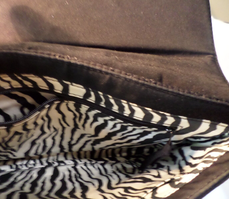 Vera Bradley Black Quilted Microfiber Zebra Lining Shoulder Bag Handbag ...
