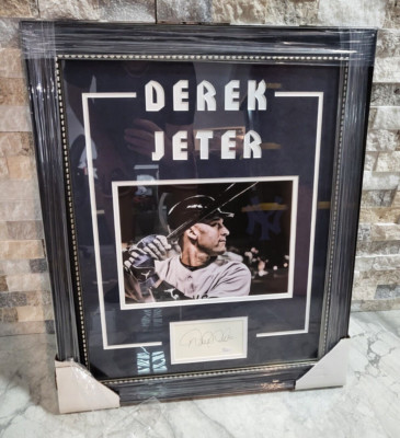 DEREK JETER NY YANKEES SIGNED AUTOGRAPHED PAPER CUT MATTED & FRAMED JSA ...