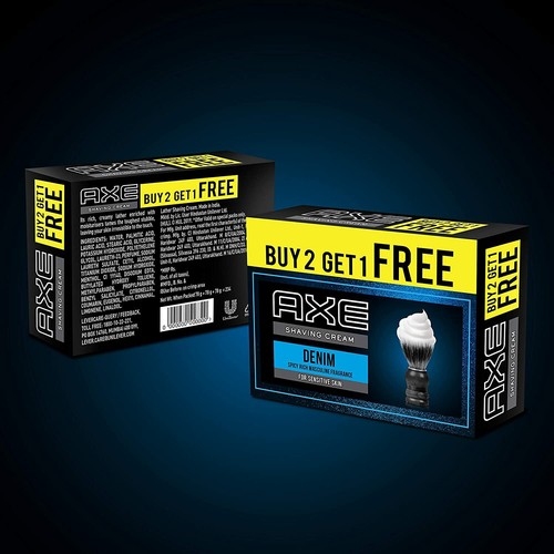 Axe Denim Shaving Cream, 60g+30% Extra (Buy 2 Get 1 Free) Free Shipping ...