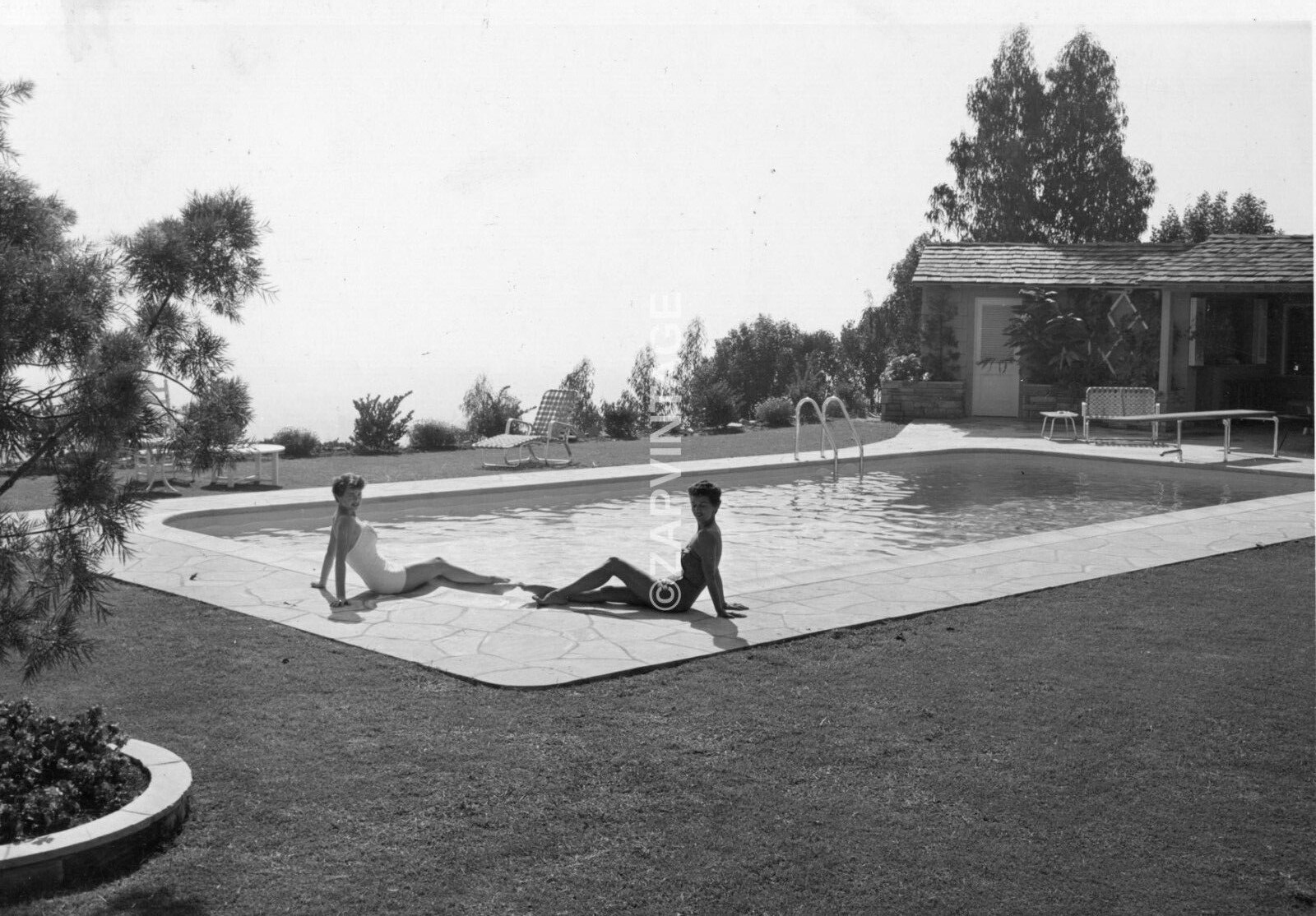 Vtg 1950s Sexy Bikini Pinup 2 Women By The Pool B&W Photo / Picture ...