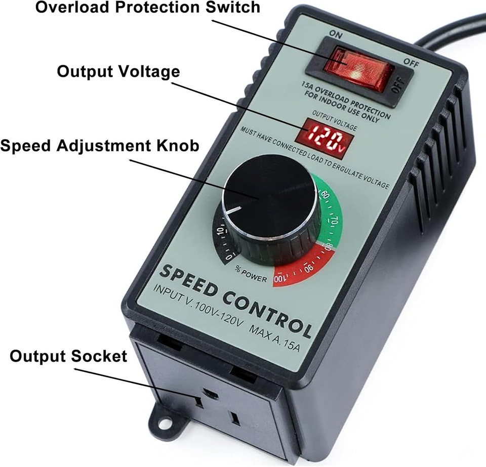 For Router Fan Variable Speed Controller Electric Motor Rheostat AC ...