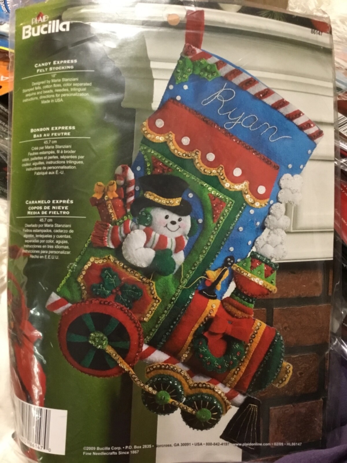 Plaid Bucilla Candy Express train felt stocking kit 18” Christmas New ...