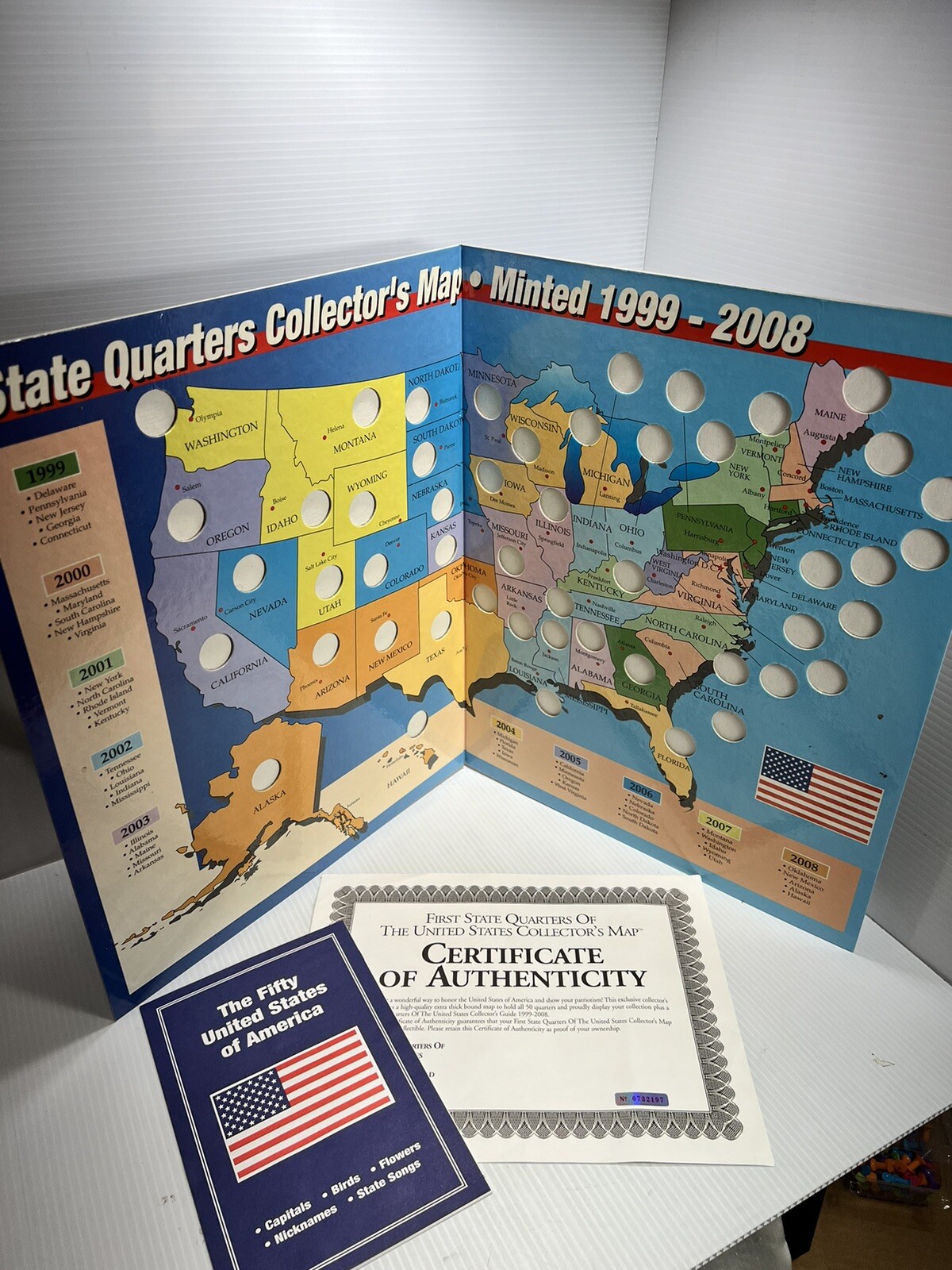 State Quarters Collectors Map Book 1999-2008 COA Certificate - Brand ...