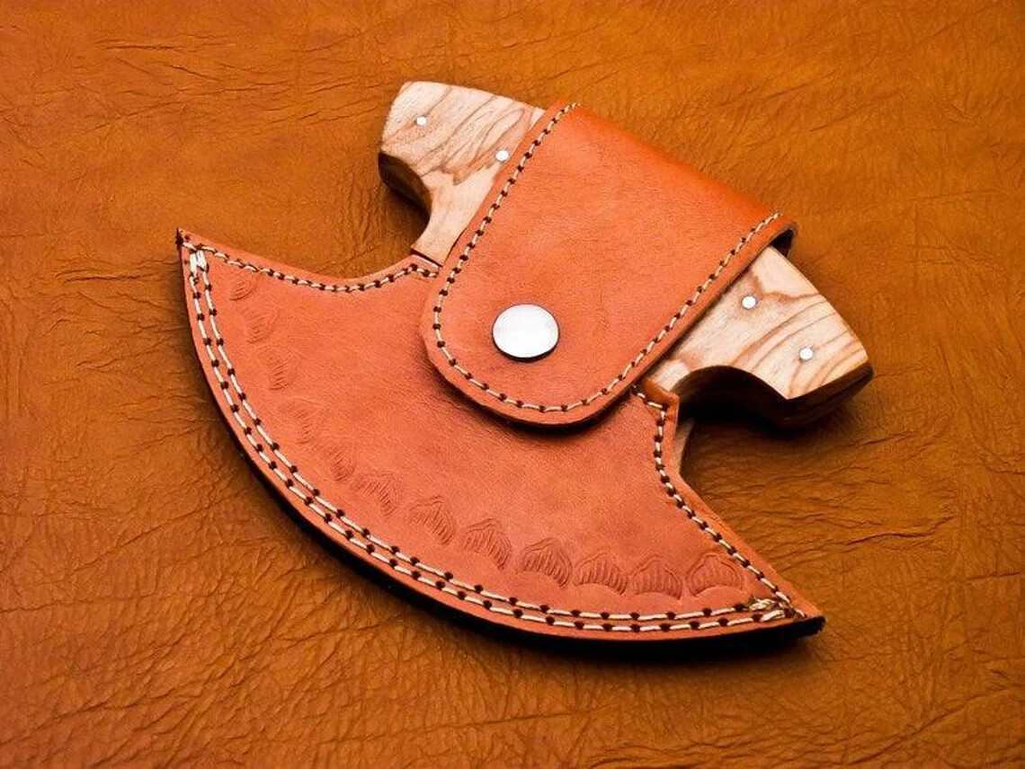 ulu CUSTOM HAND MADE DAMASCUS STEEL HUNTING MINI ulu KNIFE HANDLE WOOD ...