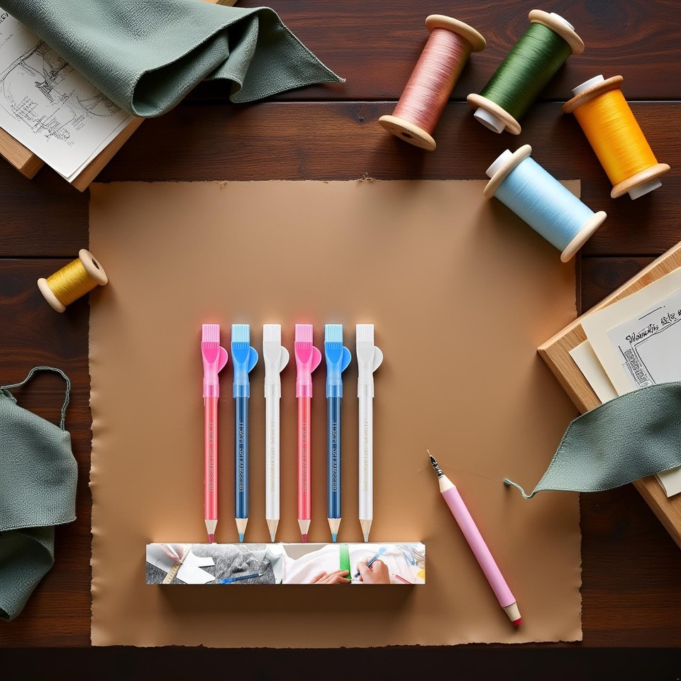 6 PCS Sewing Fabric Pencils with Brush Tailor Marking Chalk Pencil 3 ...