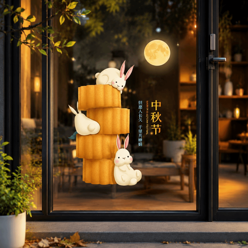 Moon Mid-Autumn Festival Stickers Rabbit Wall Stickers Scene Setting ...