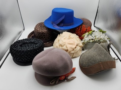 Lot of 7+ Vintage 1940s 1950s 1960s Women's Straw Wool Hats Fedora ...