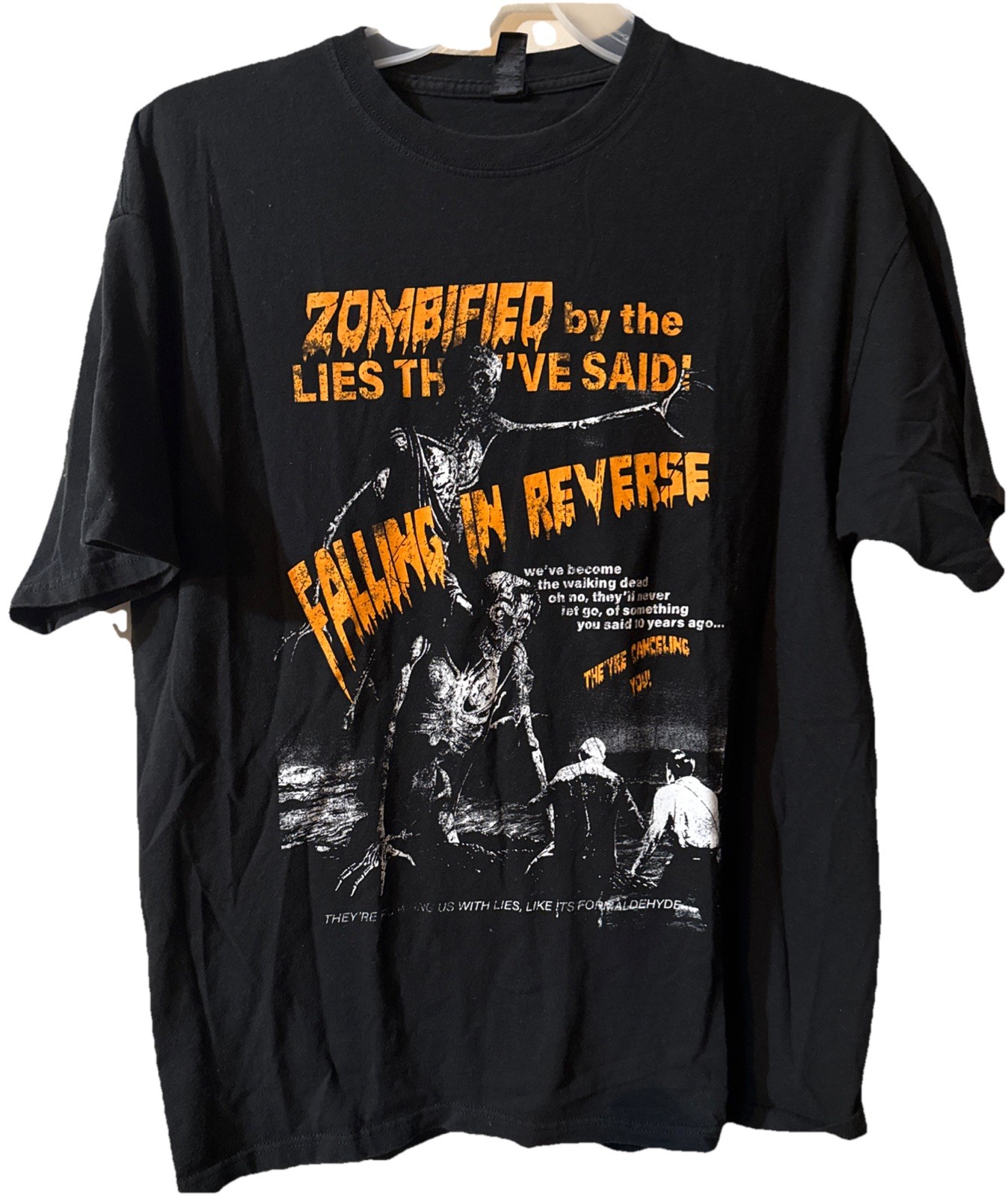 Falling In Reverse Zombified Lyric Black Tee Size XL - Gem
