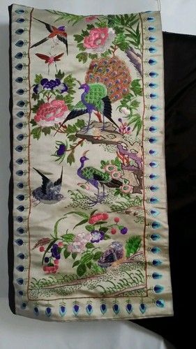 Antique Chinese Silk Robe Figural Embroidery Exotic Bird Forbidden ...