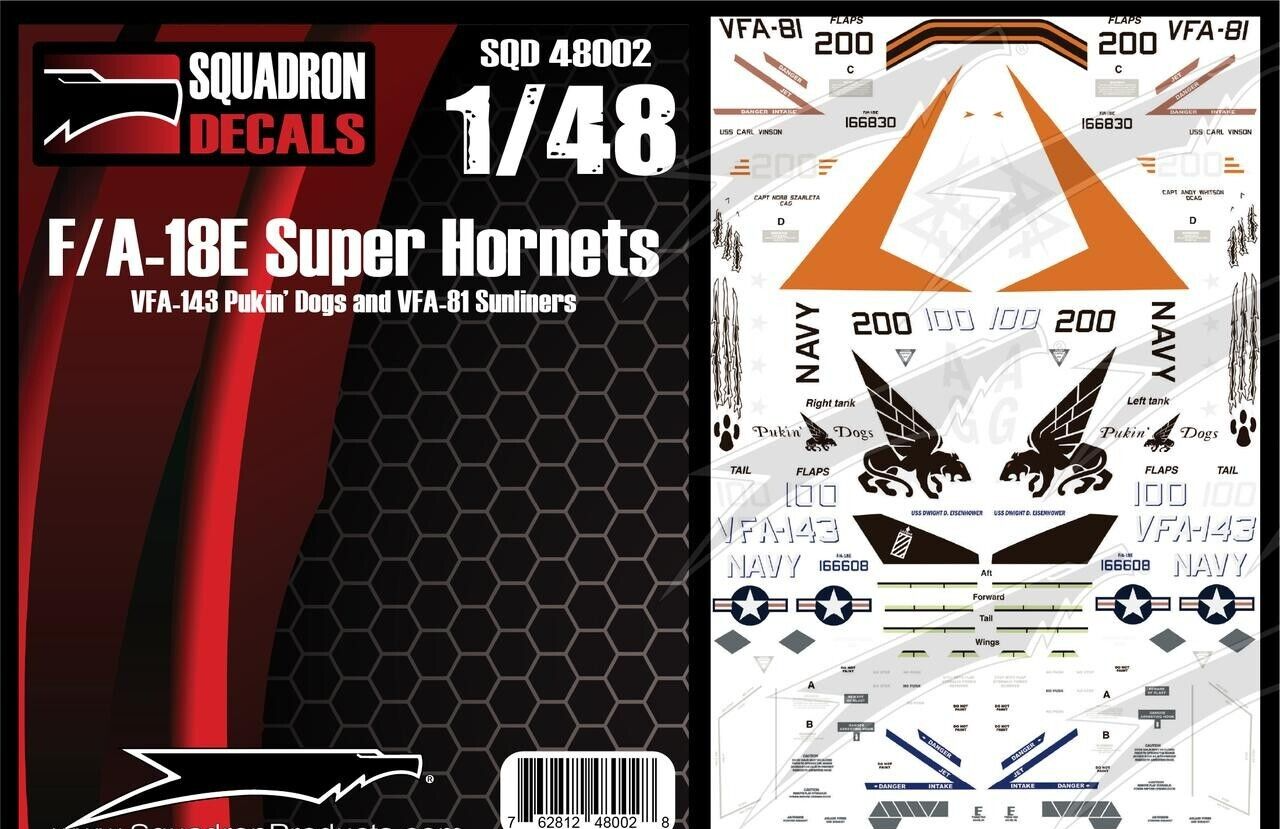 Squadron Decals 1/48 F/A-18 Hornets Pt 2 VFA-81 Sunliners VFA-143 Pukin ...