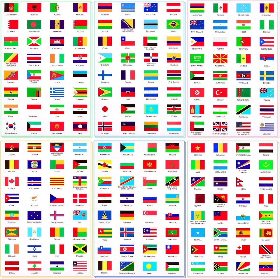 384 Pieces World Assorted Country Flag Stickers Country Decals Planner ...