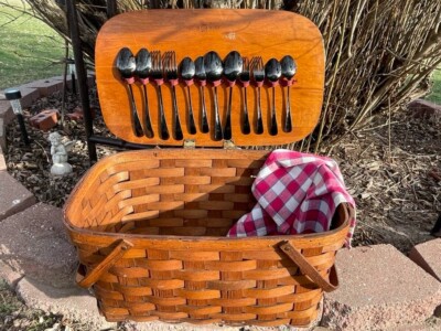 Vtg Shelton Woven Picnic Basket W/handles Made in USA Approx. 1945 | eBay
