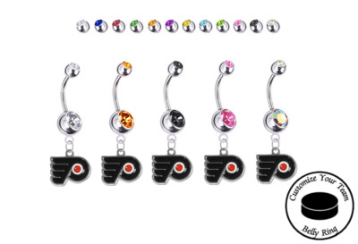 Philadelphia Flyers Silver Belly Button Navel Ring - Customize Gem ...