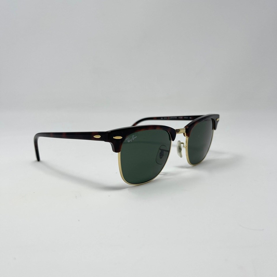 Ray-Ban Clubmaster Brown Tortoise Gold 49mm Sunglasses Green Lense RB ...